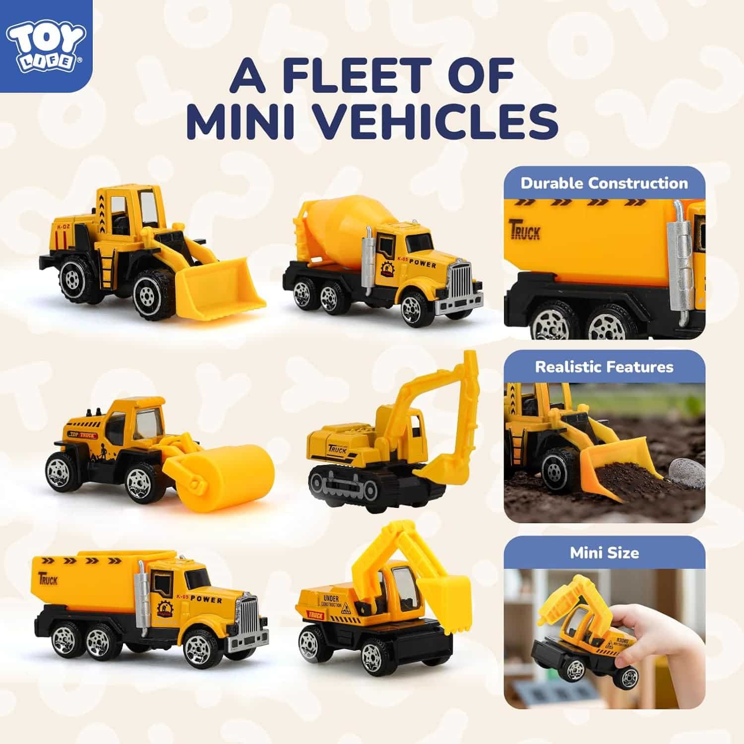 Mini Construction Vehicles Truck Cake Topper TOY Life 35-Piece ...